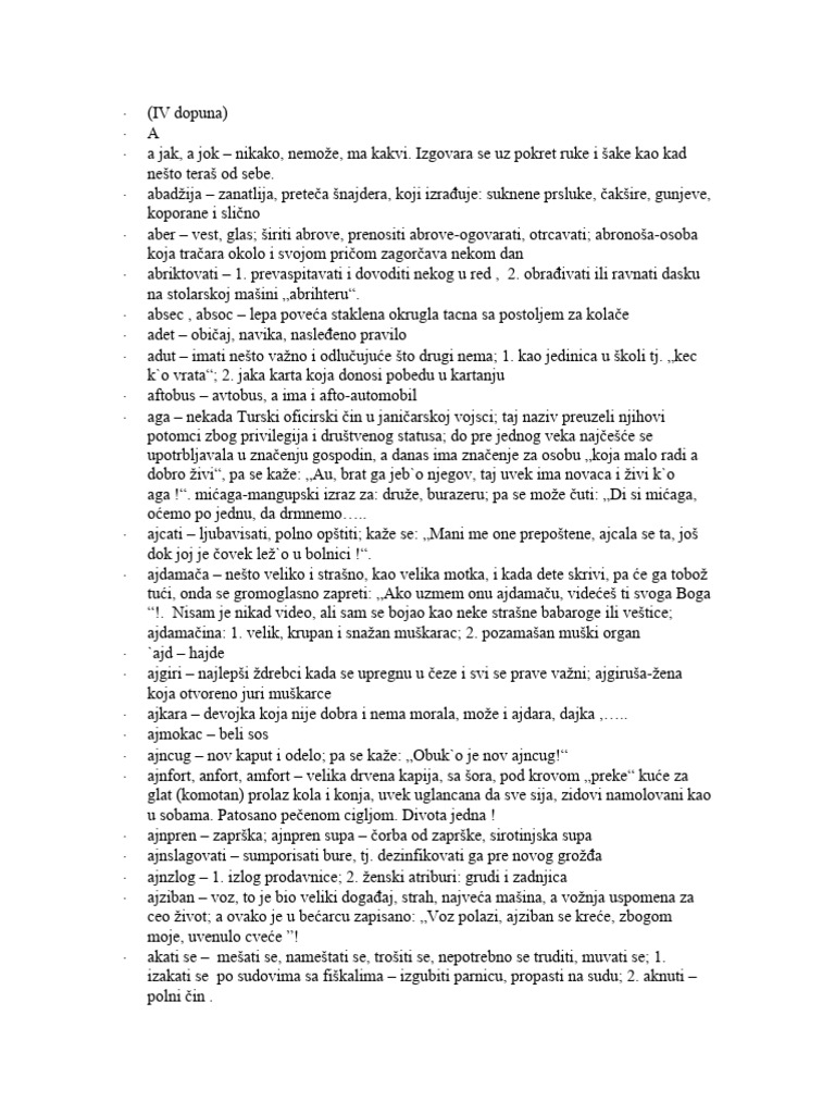 Podsetnik Starih Reci I Zaboravljenih Izraza | PDF