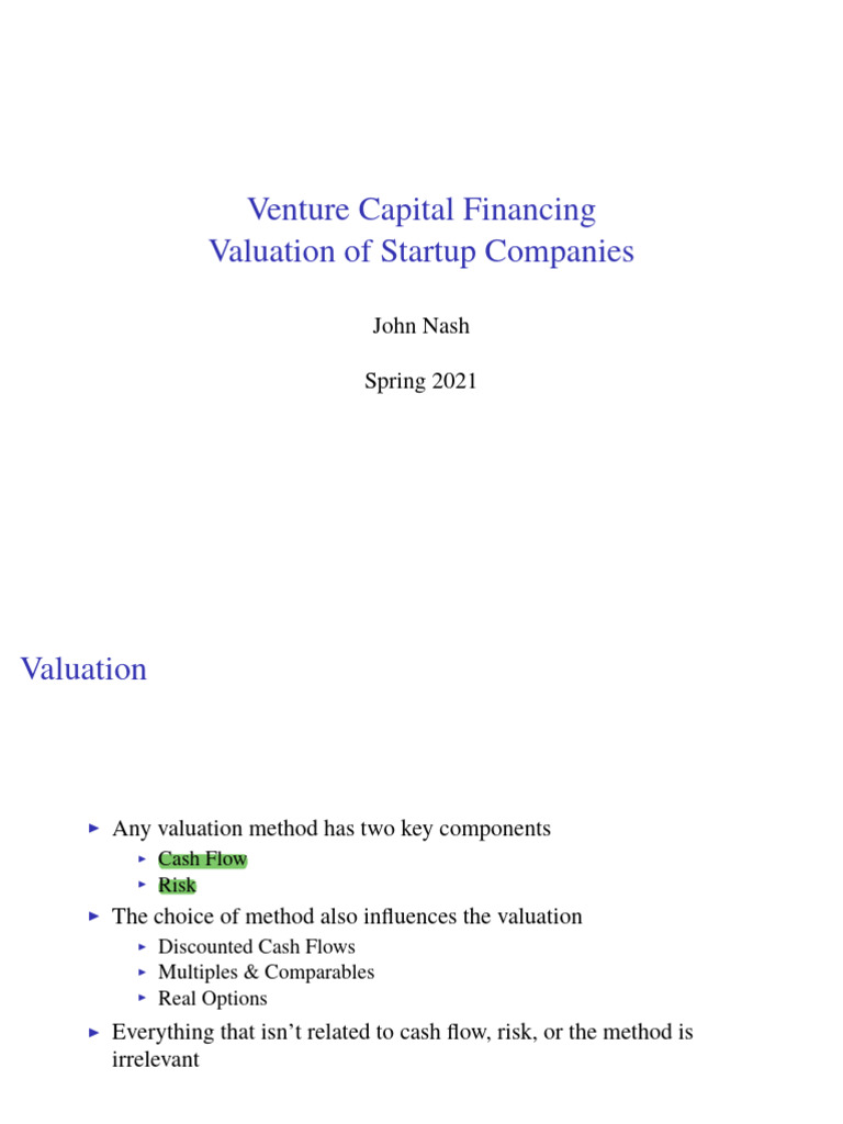 Valuation of Startup Companies | PDF | Finance & Money Management