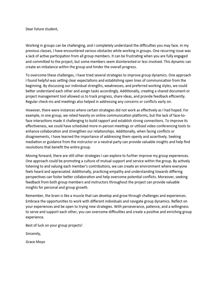 Dear Future Student | Download Free PDF | Collaboration | Experience