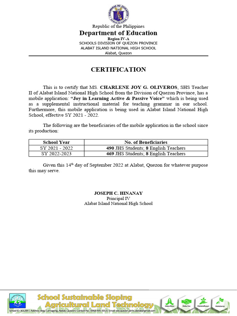 Sample Certifications | PDF