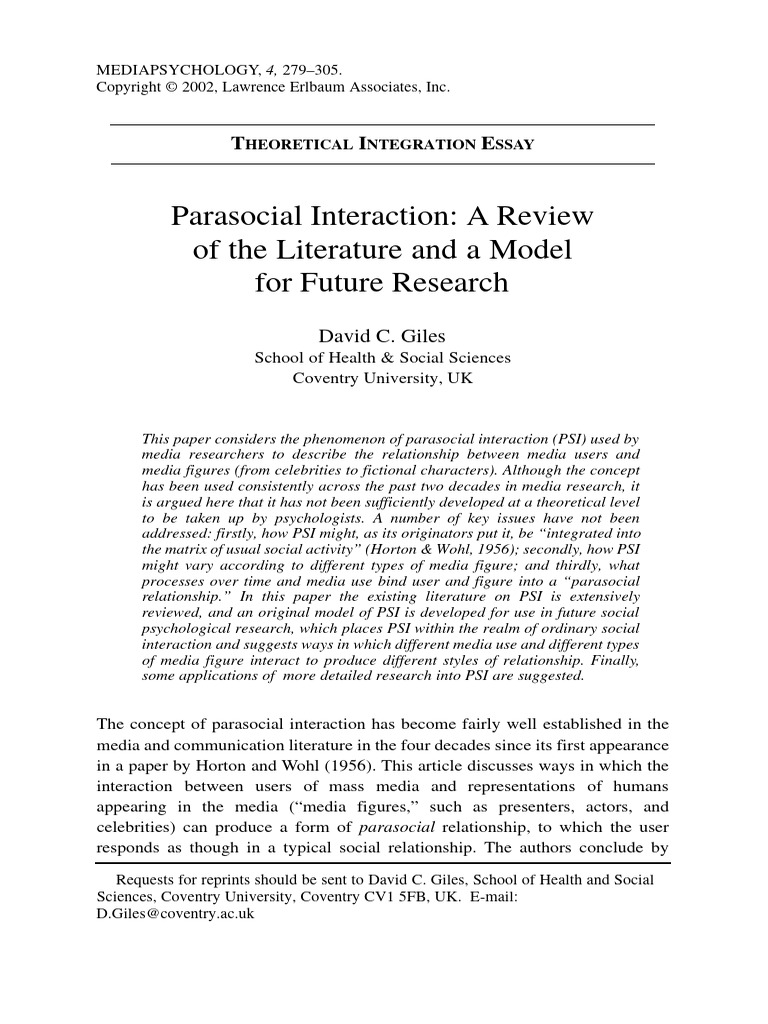 Parasocial Interaction | PDF