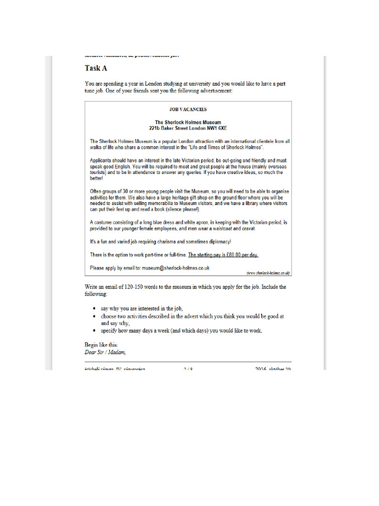 érettségi levélírás feladat | PDF