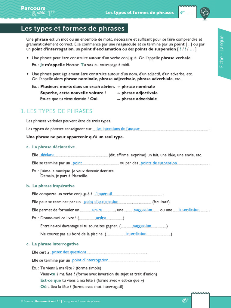 Les Types Et Formes de Phrases | PDF