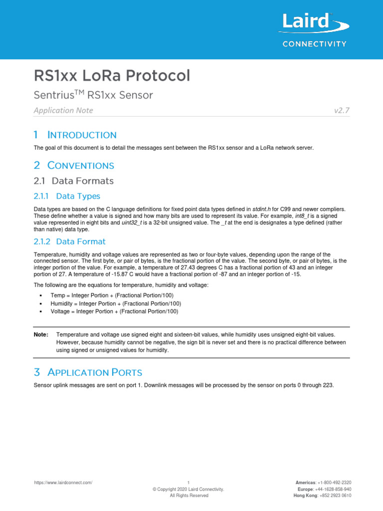 CS-AN-RS1xx-LoRa-Protocol v2 - 7 | PDF