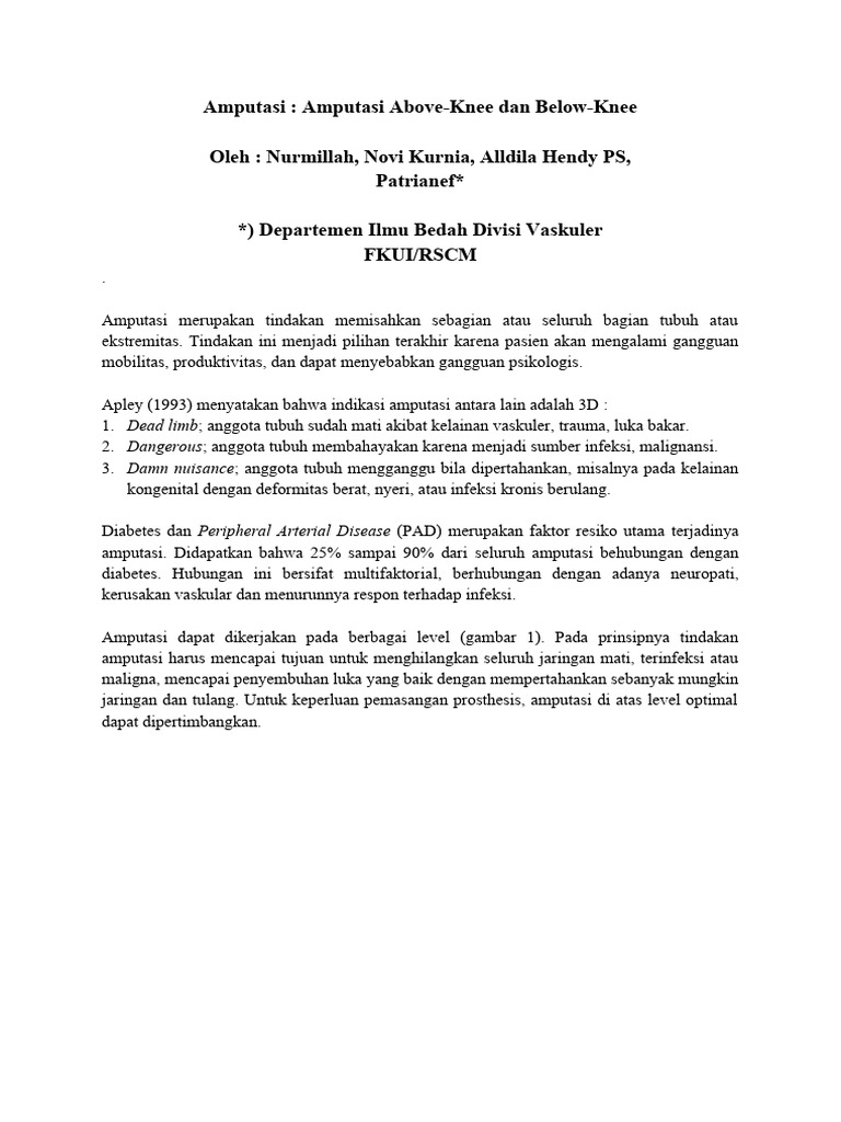 Amputasi Amputasi Above Knee Dan Below Knee | PDF