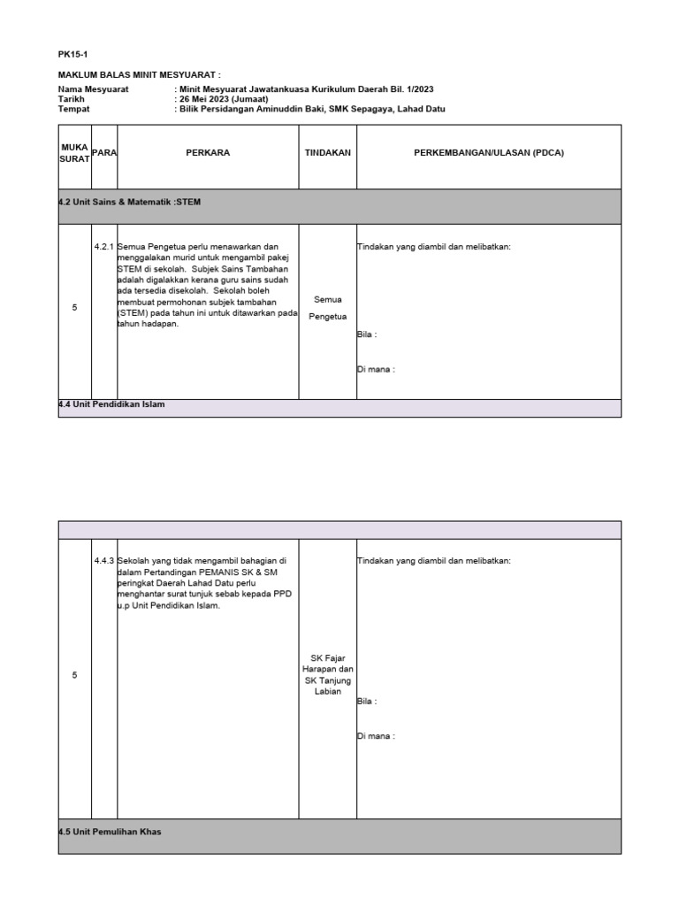 Maklumbalas JKKD 1 2023 - Kemaskini | PDF