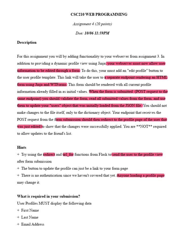 CSC 210 Assignment4 | PDF