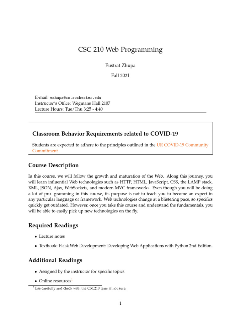 CSC 210 Syllabus | PDF