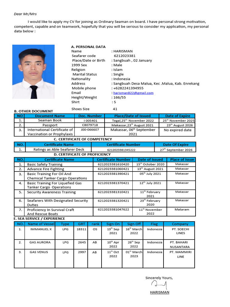 CV Harisman - LPG | PDF