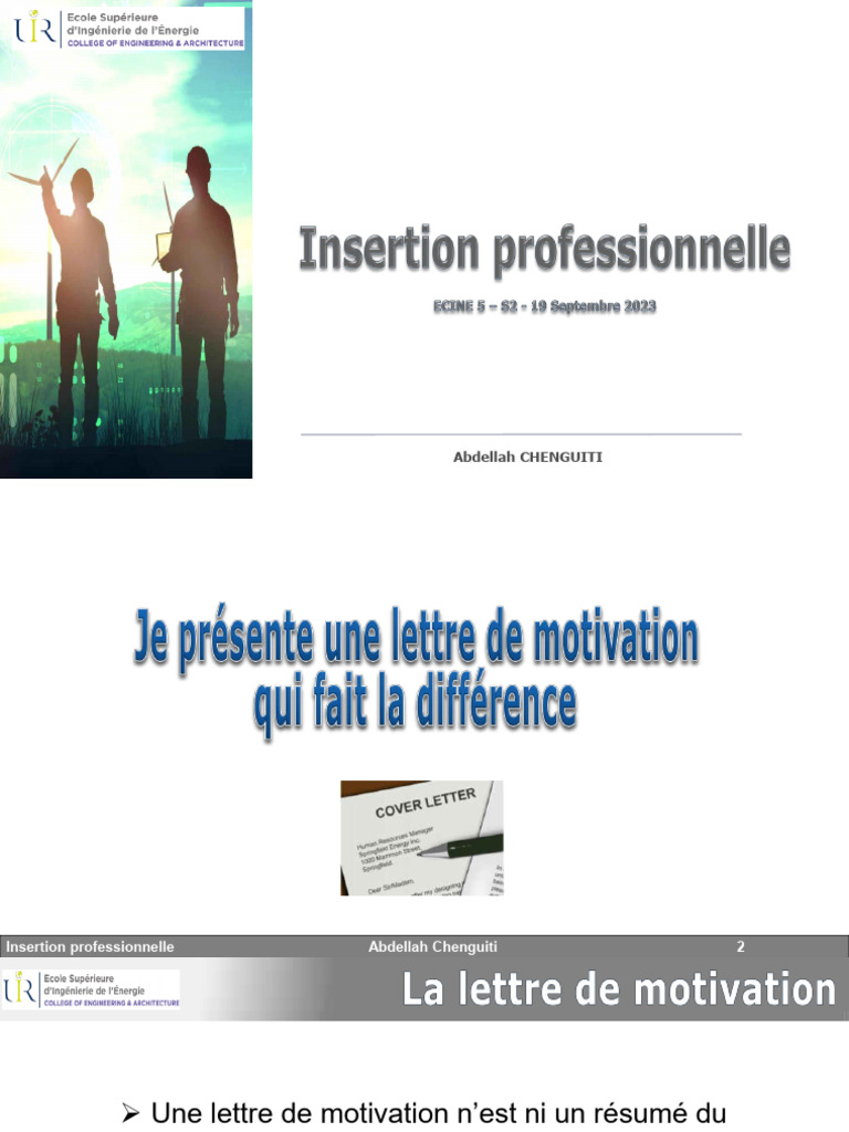 2 Insertion Professionnelle ECINE 5 2023 - 2024 S2 19sept23 | PDF