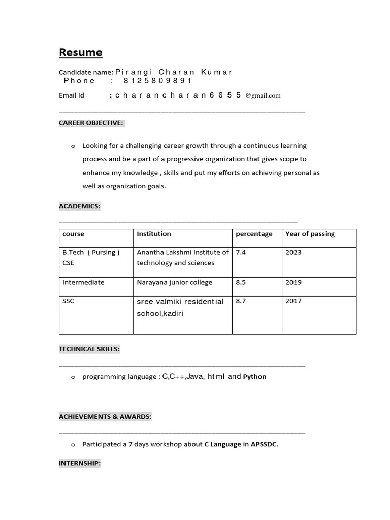 Charan Resume | PDF