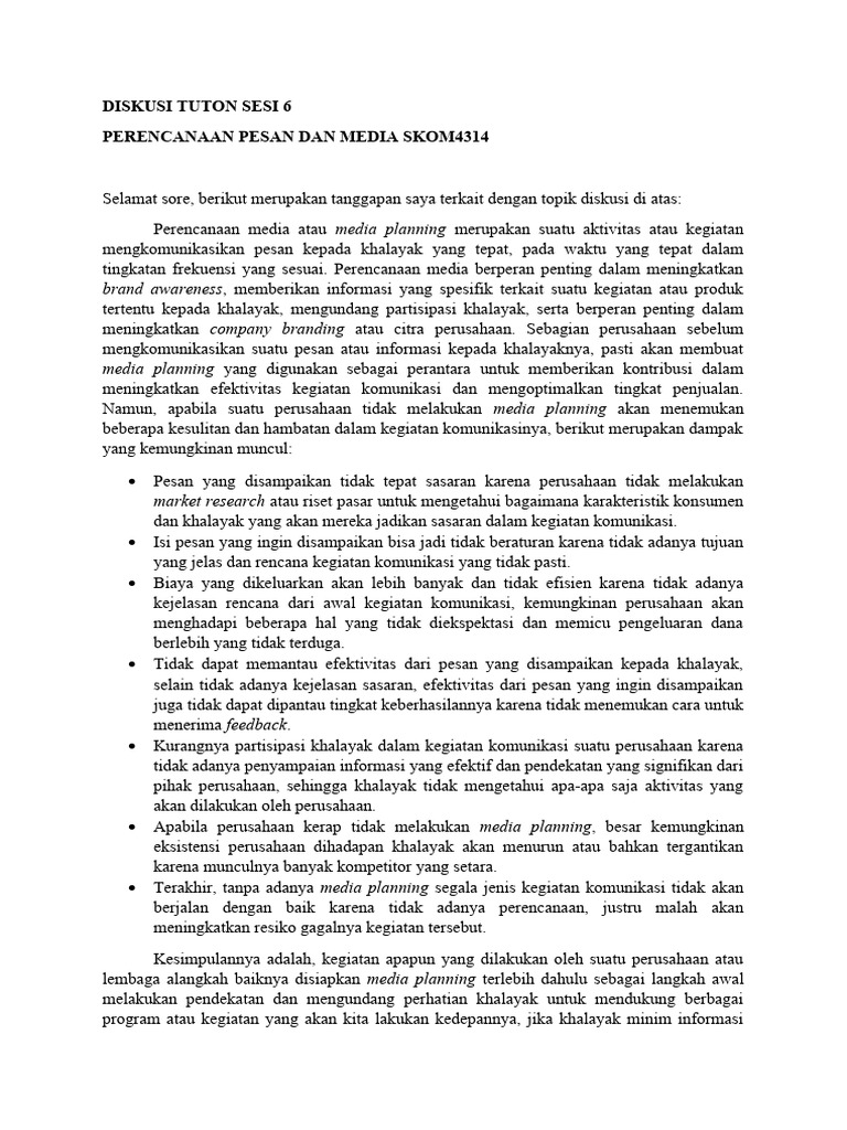 Diskusi Tuton Ilmu Komunikasi | PDF