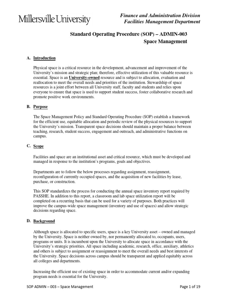 Sop Admin 03 Space Management | PDF