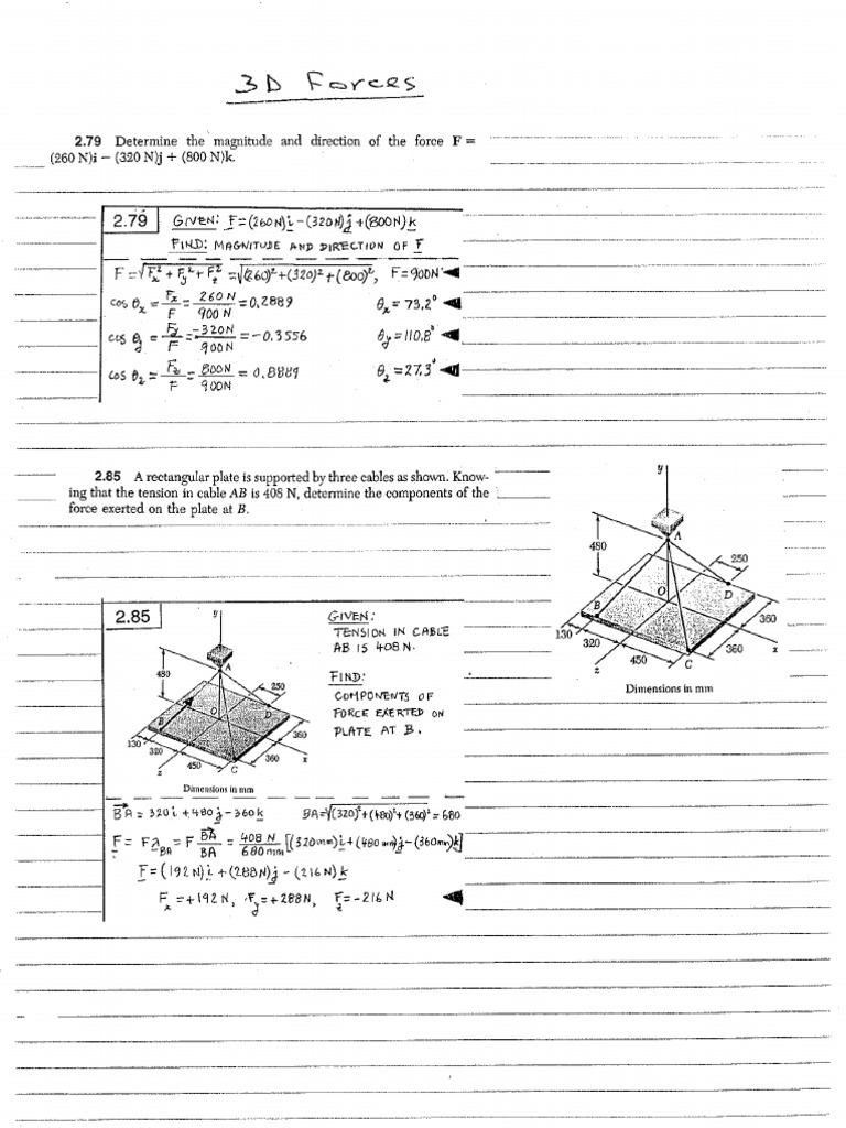 Particle in Equilibrium 3d Problem Solutions - 1 | PDF