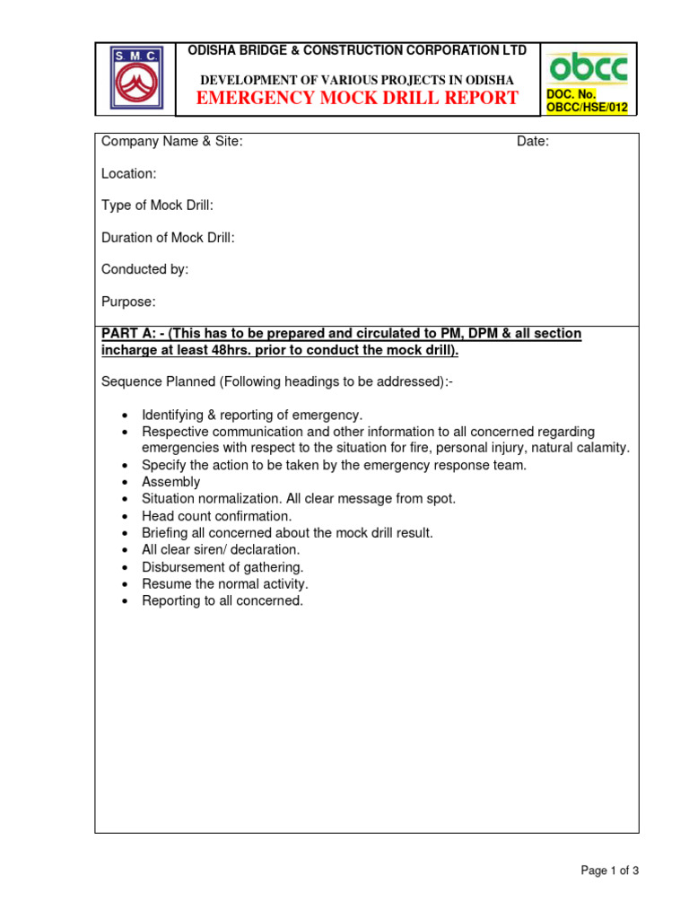 Odisha Emergency Mock Drill Report | PDF | Business | Technology ...