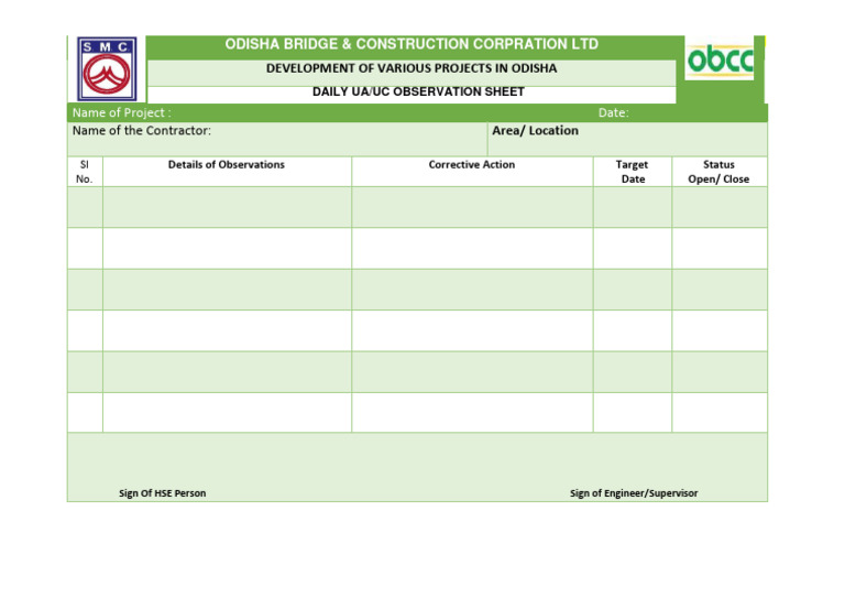011 DAILY Observation Sheet | PDF