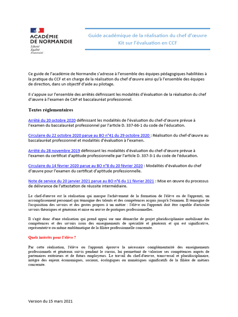 A Guide Académique Évaluation Du Chef D'oeuvre - 15!03!21 | PDF ...