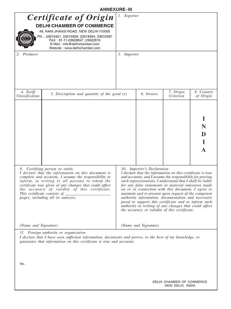 Certificate of Origin For Mexico | PDF