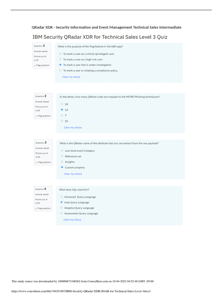 Ibm Security Qradar Xdr Soar For Technical Sales Level 3 Pdf Business Computers