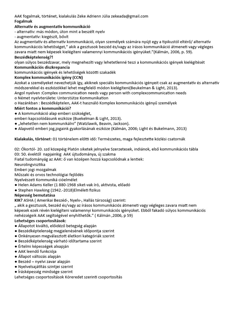 AAK Bevezetés Az Alternatív És Augmentatív Kommunikációs Technikák ...
