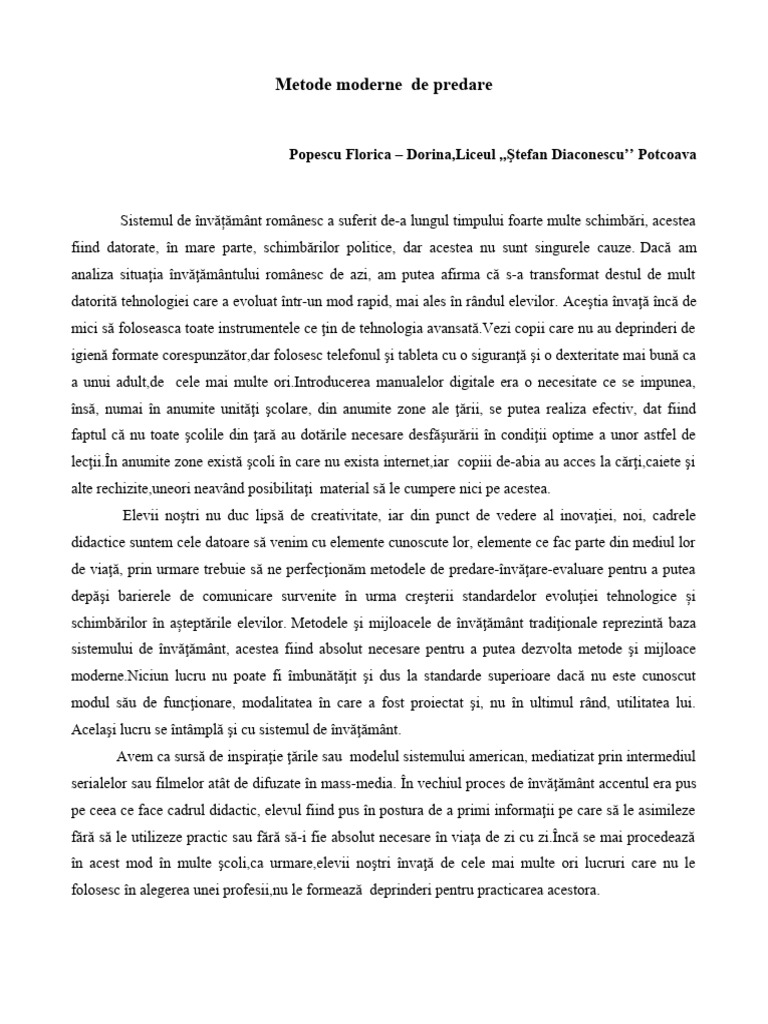 Metode Moderne de Predare | PDF