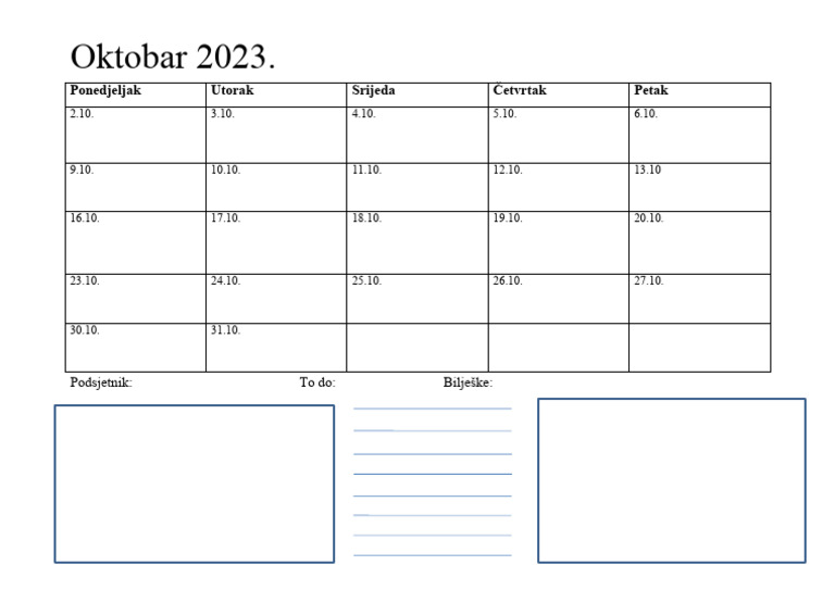 Mjesecni Planer | PDF