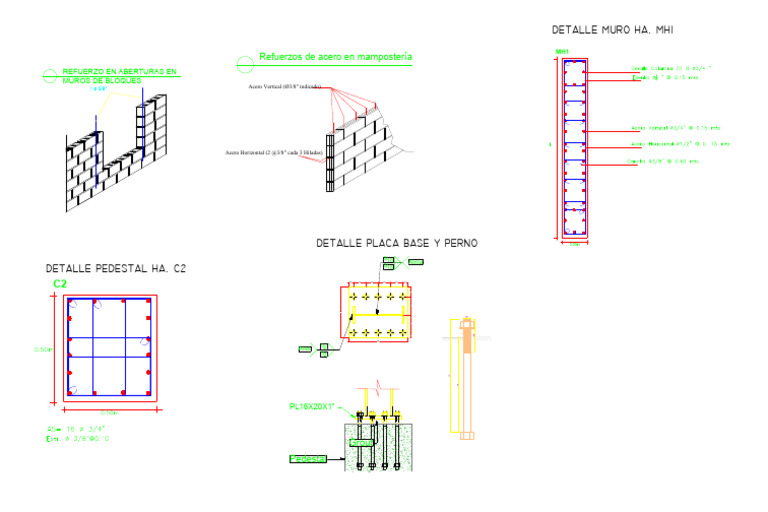 Plano Estructural Muros y Pedestales y Placa Base | PDF