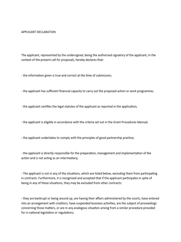 Applicant Declaration | PDF