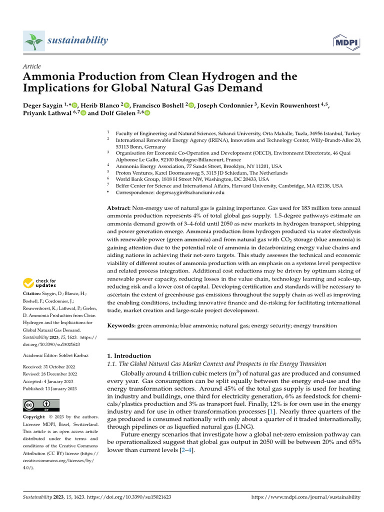 Ammonia Production From Clean Hydrogen | PDF