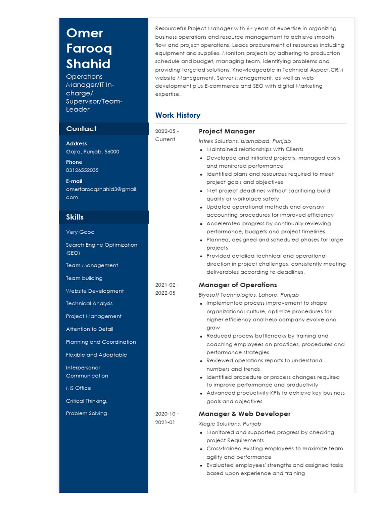 Omer Farooq Resume | PDF | Search Engine Optimization | Project Management