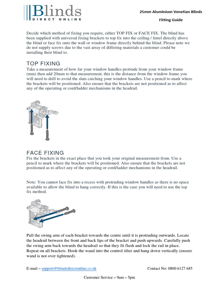 Venetian Blinds Installation Guide | PDF