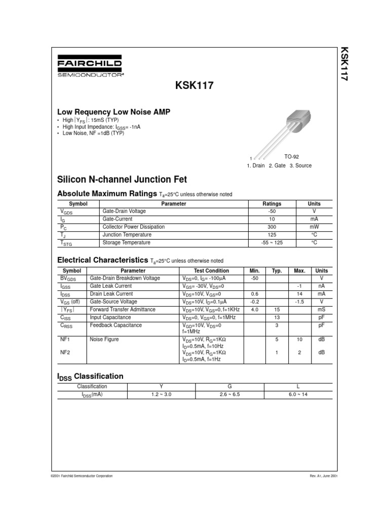 Fairchild KSK117 Datasheet - Retroamplis | PDF