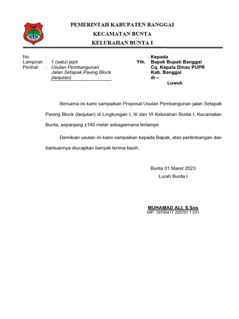 Proposal jALAN sETAPAK bUNTA I lANJUTAN | PDF