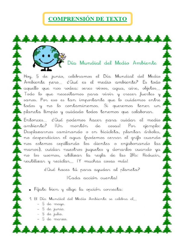 Lectura Dia Mundial Del Medio Ambiente | PDF