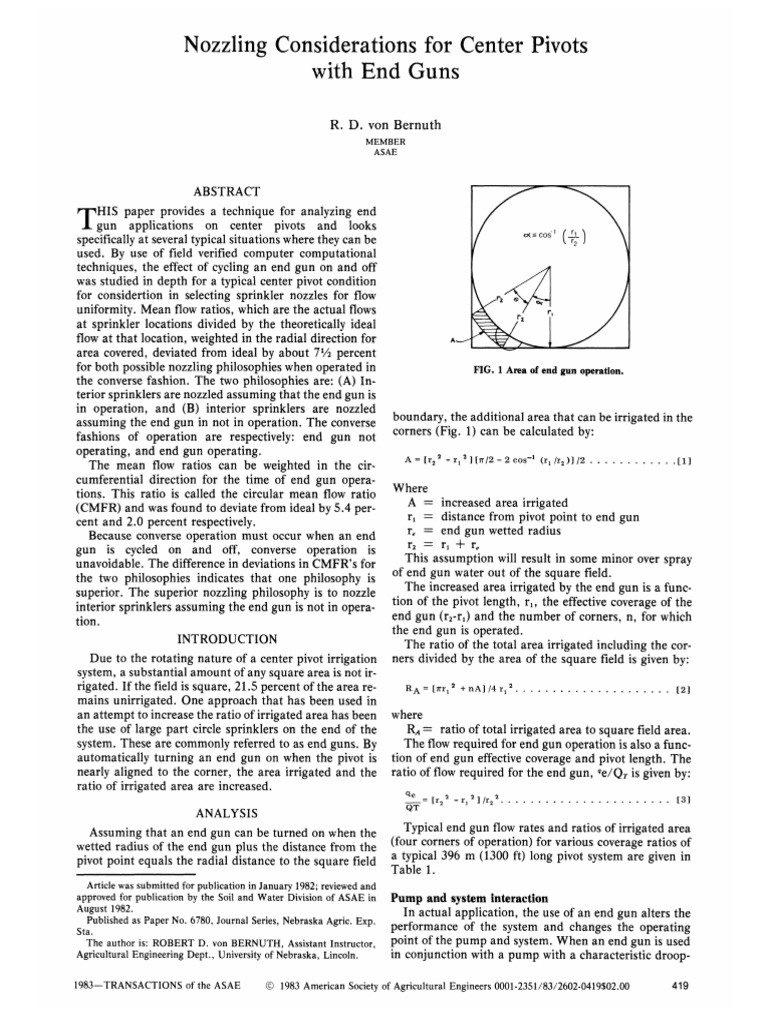 Nozzling Considerations For Center Pivots With End Guns | PDF