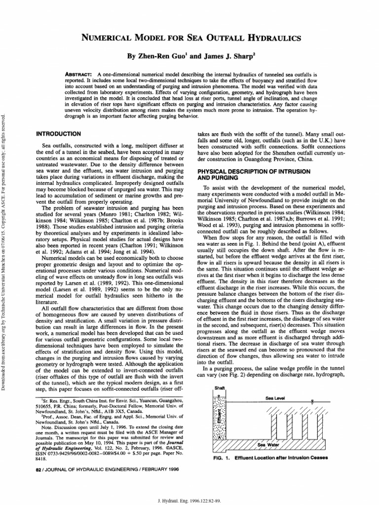 Numerical Model For Sea Outfall Hydraulics | PDF