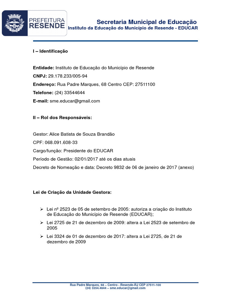Instituto de Educação de Resende | PDF