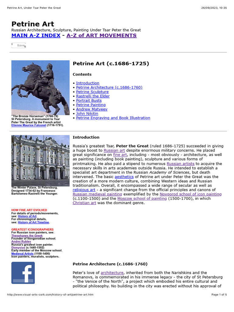 Petrine Art, Under Tsar Peter The Great | PDF