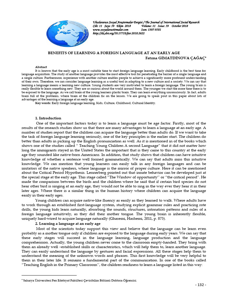 Advantages of Early Language Learning | PDF | Foreign Language | First ...