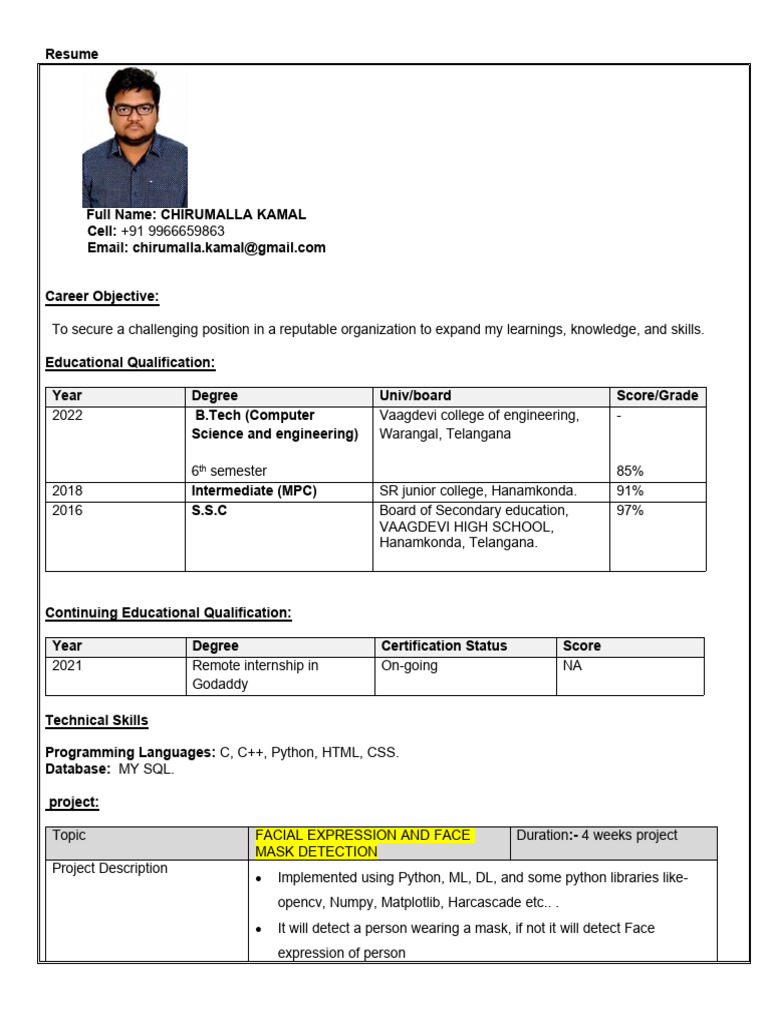 Resume (CH - Kamal) | PDF | Computing | Information Technology Resume (CH - Kamal) | PDF | Computing | Information Technology