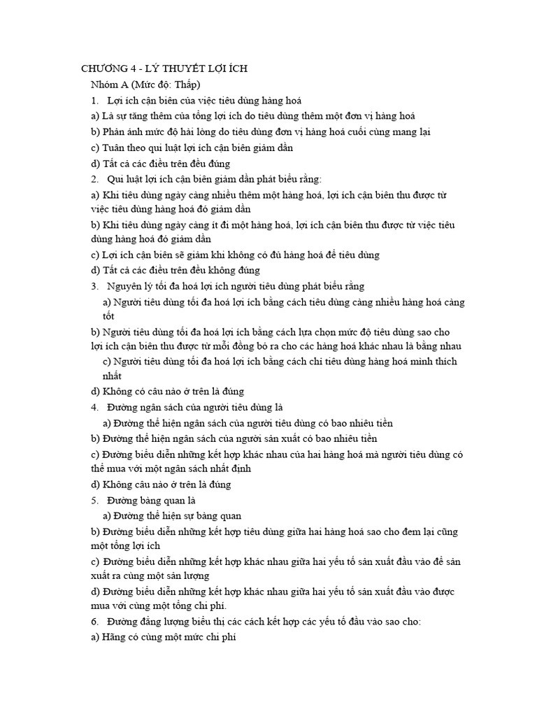 Chương 4 - Ly Thuyet Loi Ich - SV | PDF