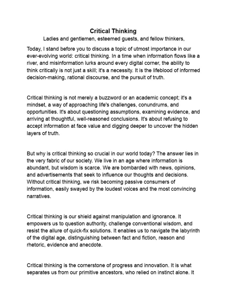 Critical Thinking Pdf