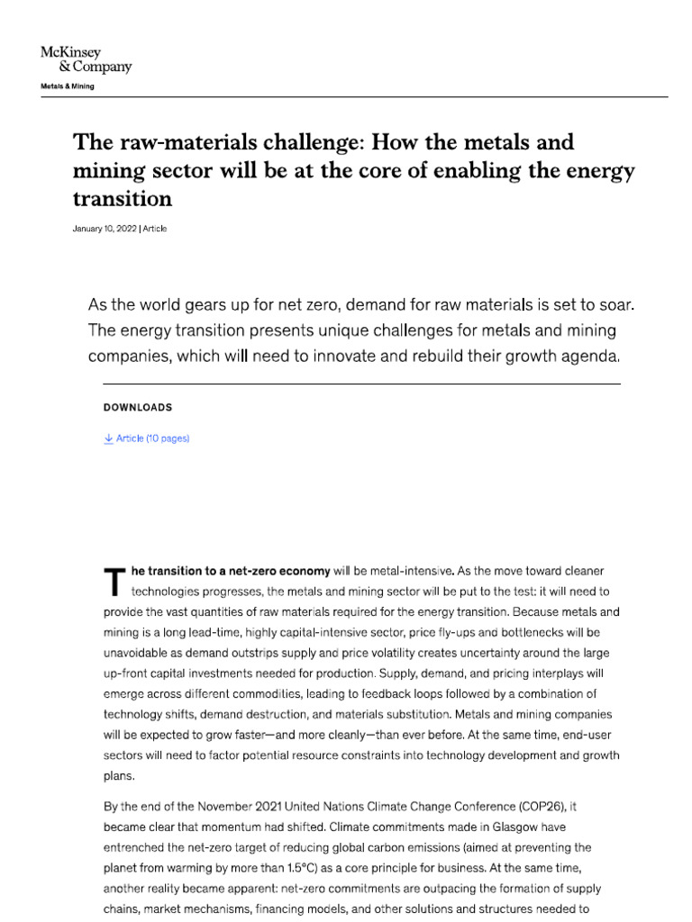 The Raw-Materials Challenge - Mckinsey | PDF
