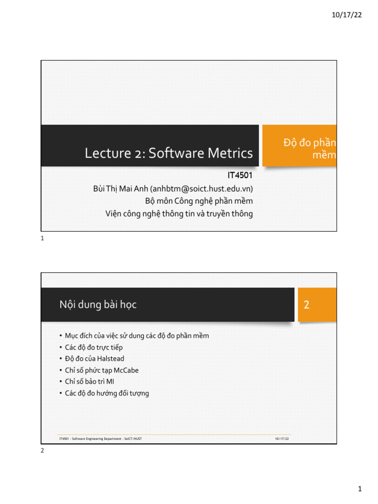 Lecture 2 - Software Metrics VN - Part 1 | PDF