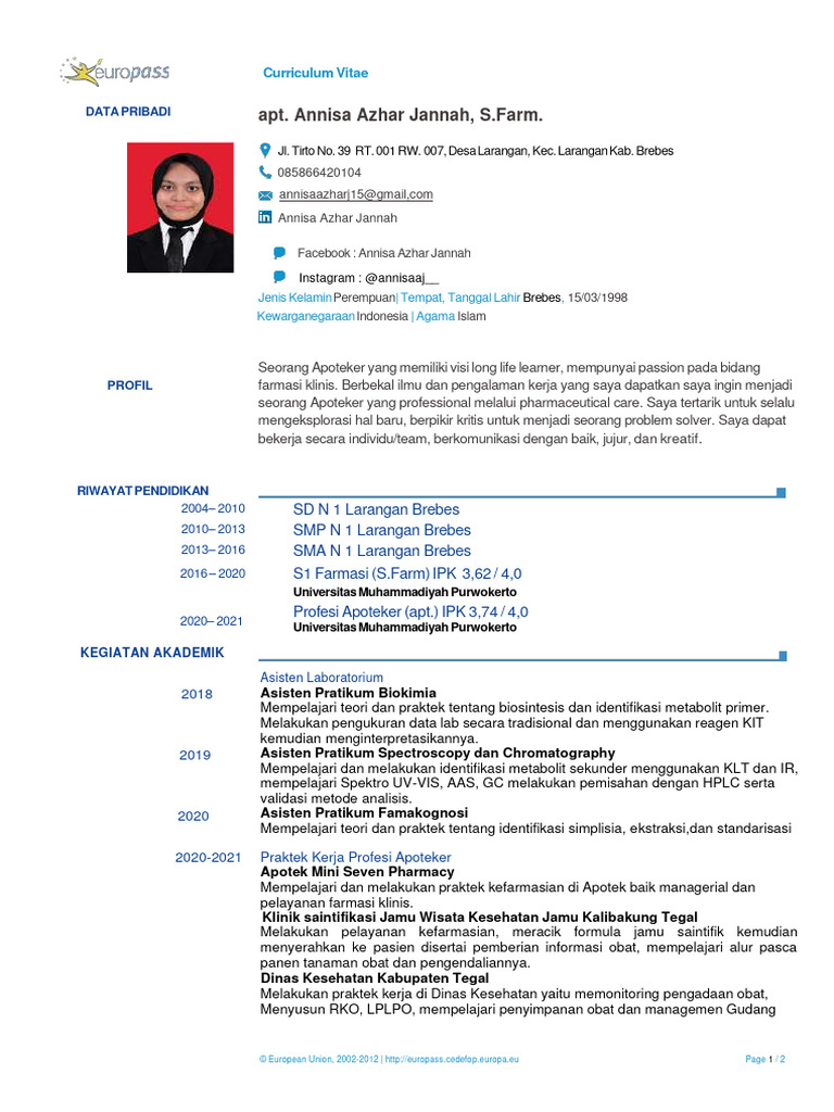 Annisa Azhar Jannah CV Lamaran Kerja | PDF | Pengembangan Diri | Sains & Matematika
