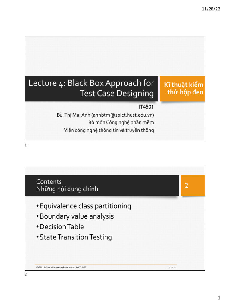 Lecture 4 - Black Box Testing Approach - VN | PDF Lecture 4 - Black Box Testing Approach - VN | PDF