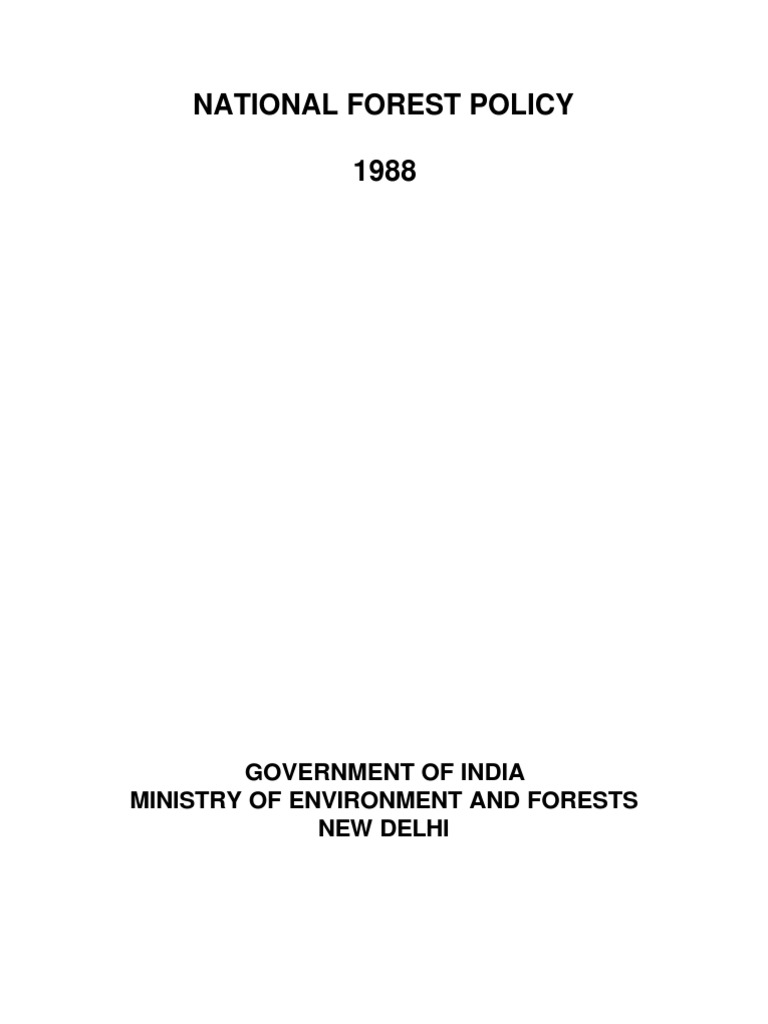National Forest Policy 1998 (India) | PDF | Forestry | Forests