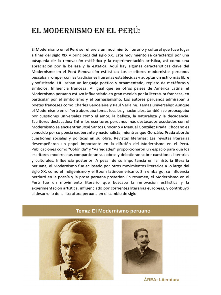 Modernismo Literario en el Perú | PDF | Historia | Clásicos