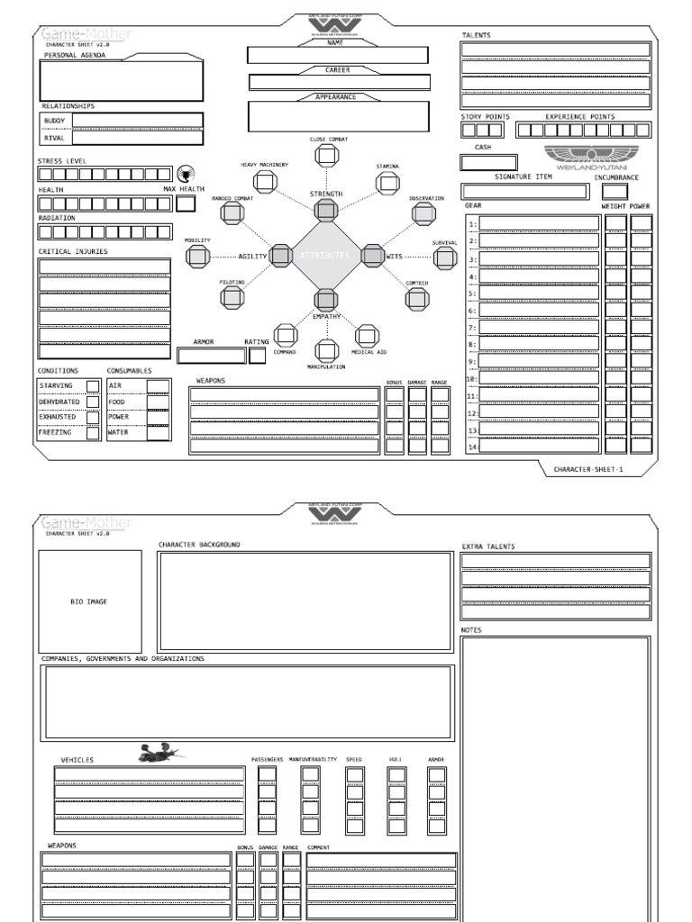 ALIEN Character-Sheet 2 0 | PDF