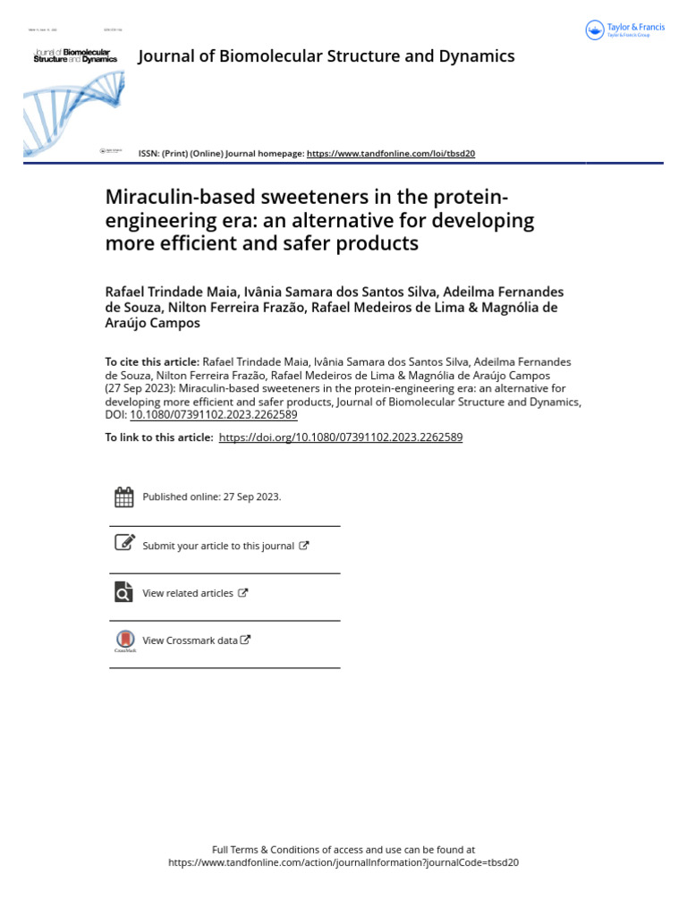 Miraculin-Based Sweeteners in The Protein-Engineering Era An ... Miraculin-Based Sweeteners in The Protein-Engineering Era An ...